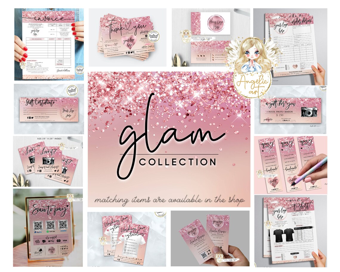 GLAM ROSEGOLD Glitter Glam Price List Template Editable - Etsy
