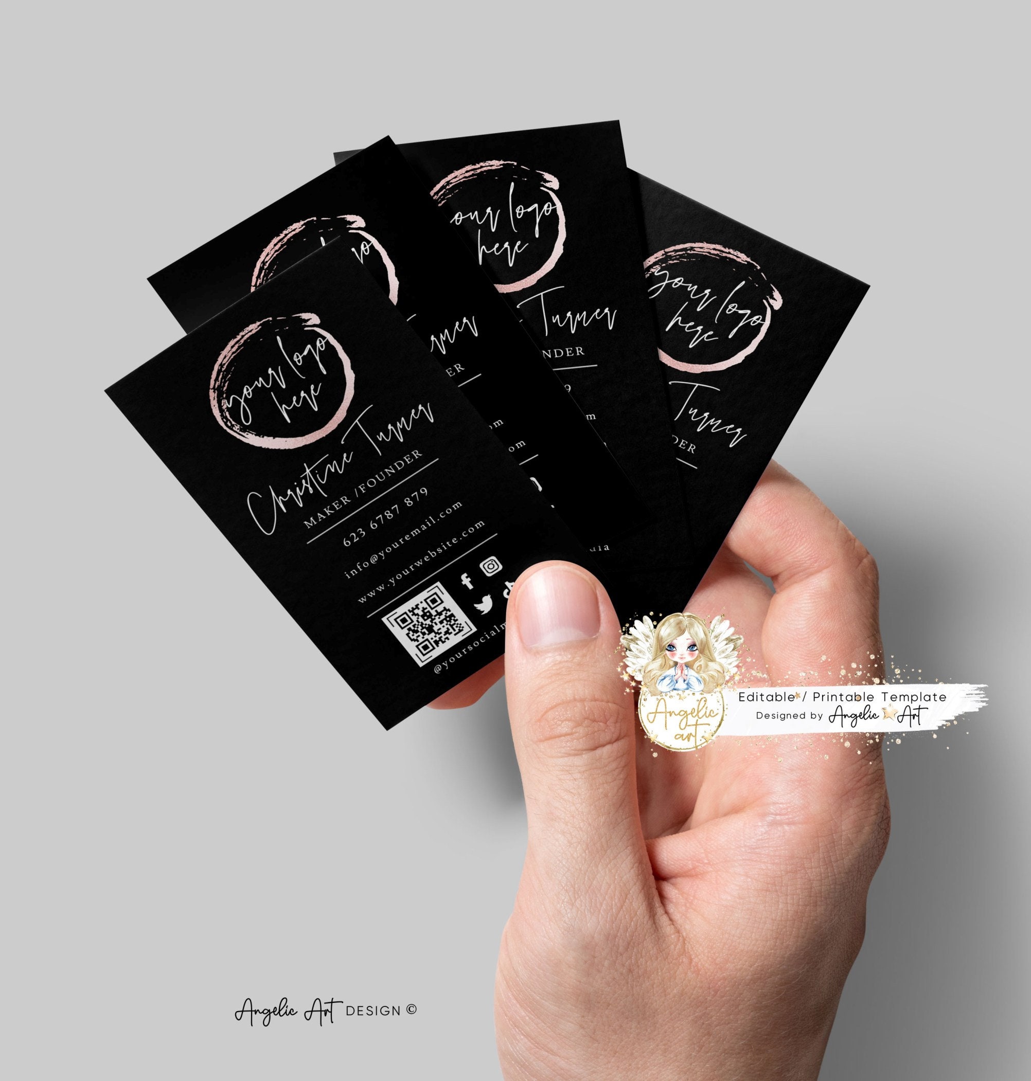 NOIR BLACK Business Card Template Simple Minimalist - Etsy