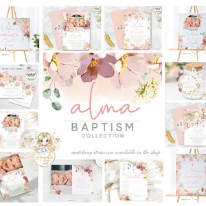 ALMA - Dusty Pink Baptism Chalkboard Sign, Blush Pink Green Baptism ...