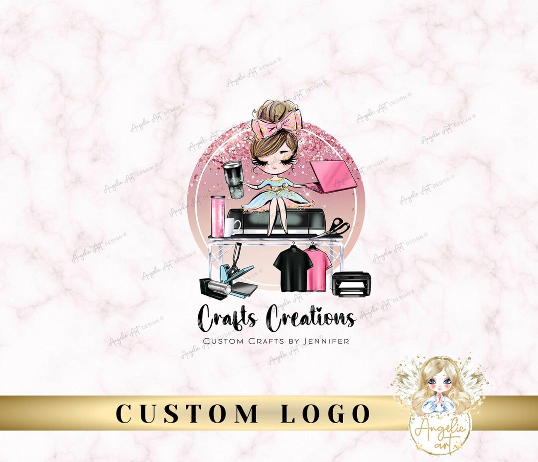GLAM - Crafter Business LOGO Glitter Rose Gold Crafter Custom Logo ...