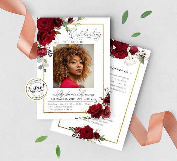 Editable Funeral Program Template Memorial Service Template | Etsy
