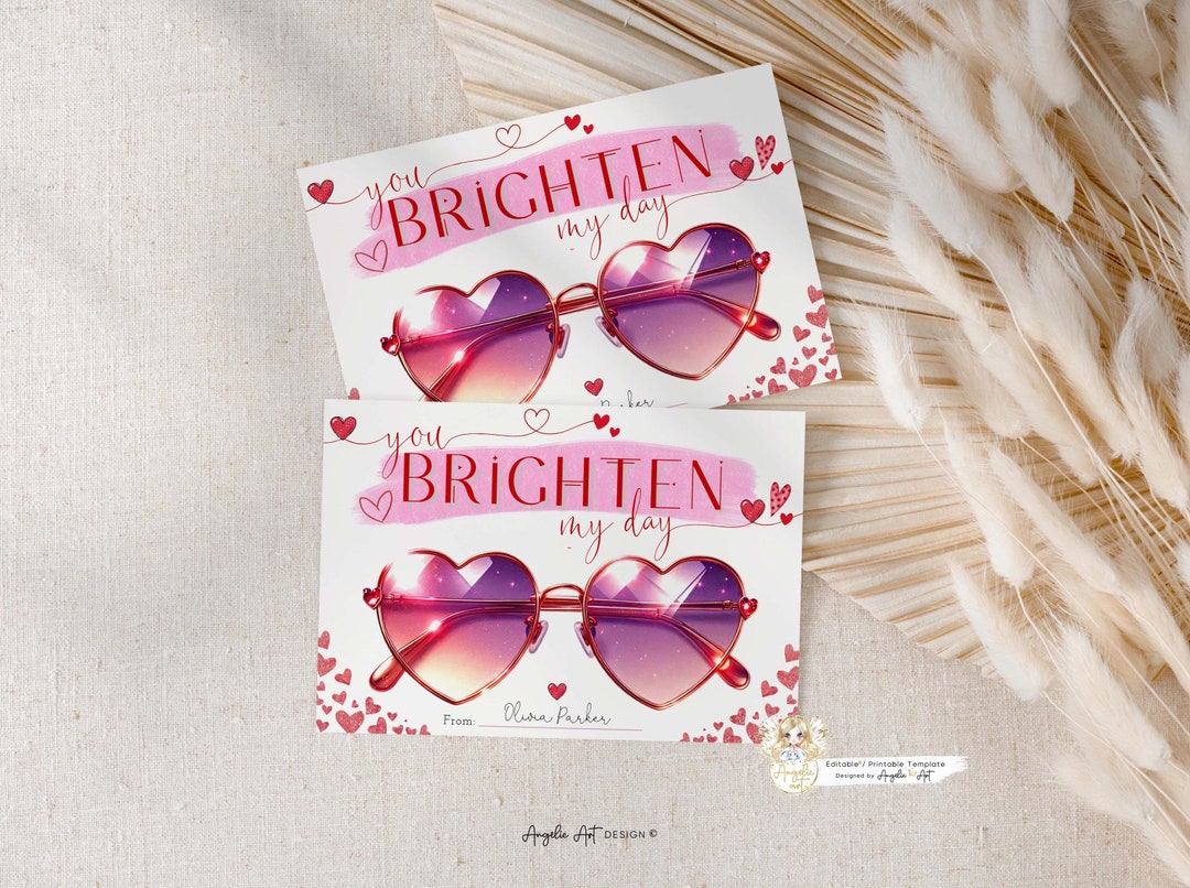 EDITABLE Sunglasses Cards Holder Template Printable Red Hearts ...