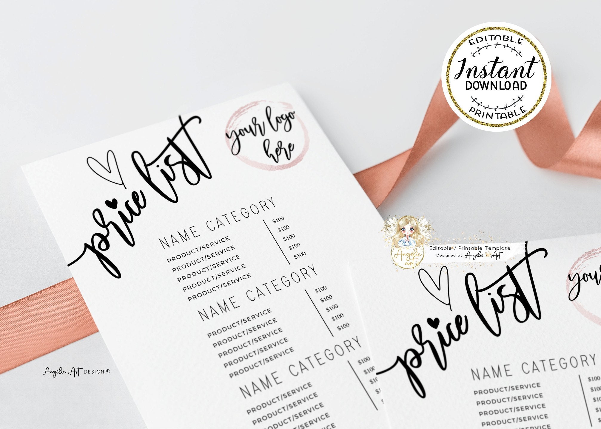 Simple Modern Price List Template Minimalist Business - Etsy