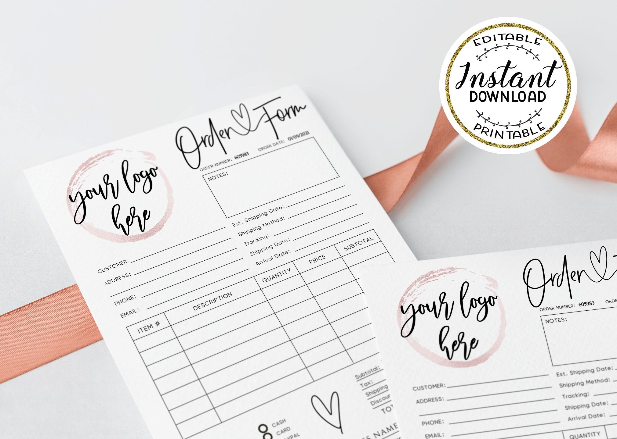 Editable Order Form Template Modern Printable Order Form - Etsy