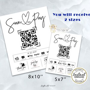 Editable Simple Scan to Pay Template Minimalist Payment Sign - Etsy Canada