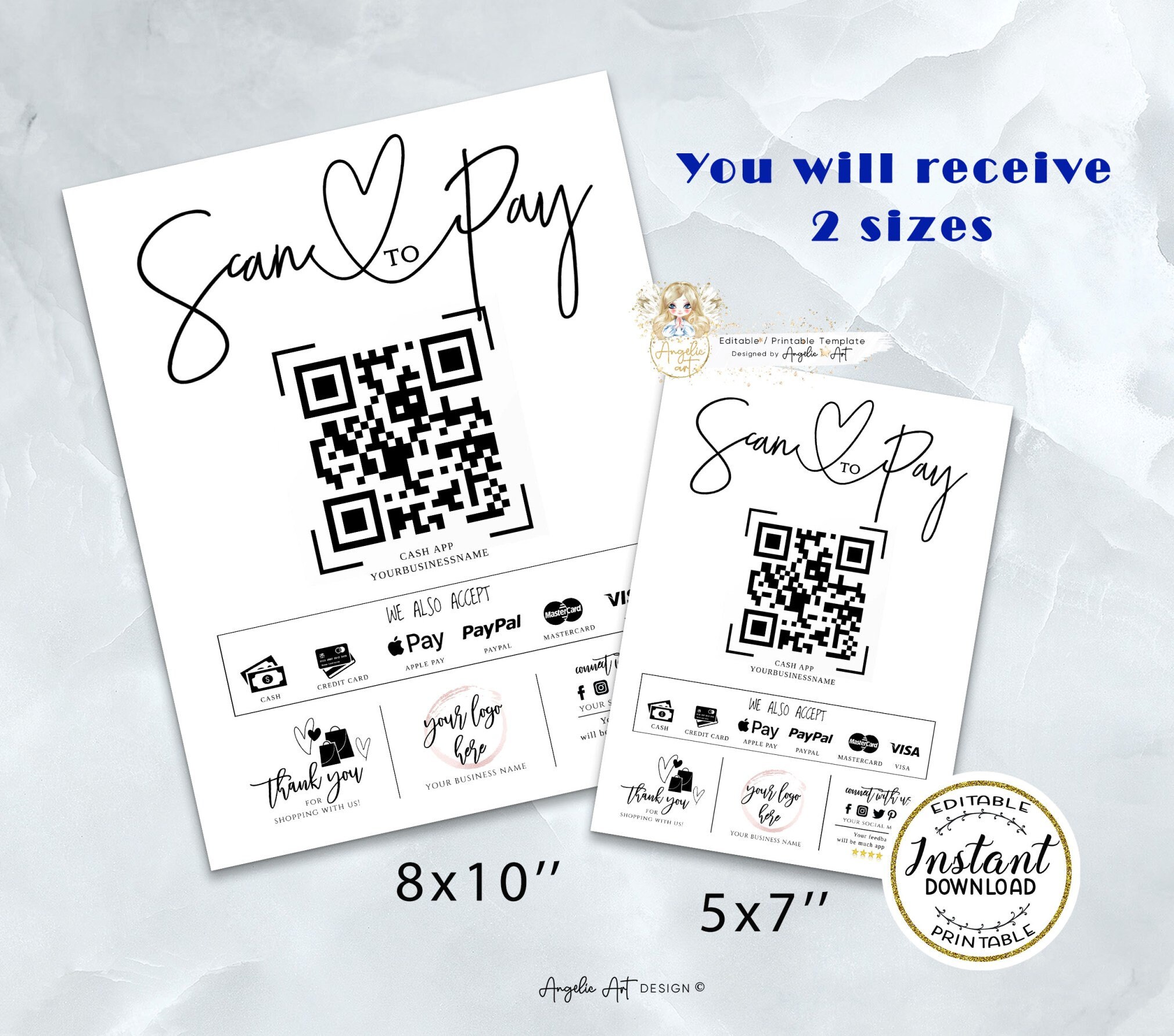 Editable Simple Scan to Pay Template Minimalist Payment Sign - Etsy Canada