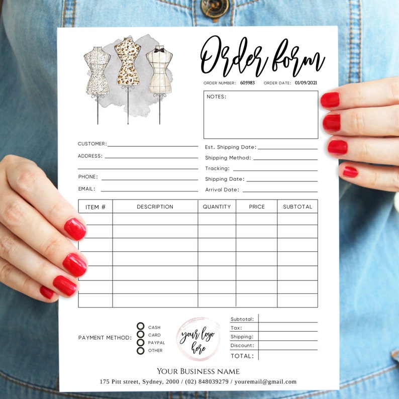 Editable Order Form Template Modern Designer Printable Order - Etsy