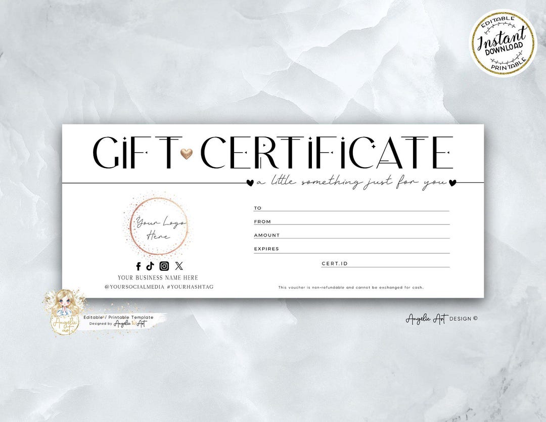 Simple Editable Printable Modern Gift Certificate Template Gift Card ...