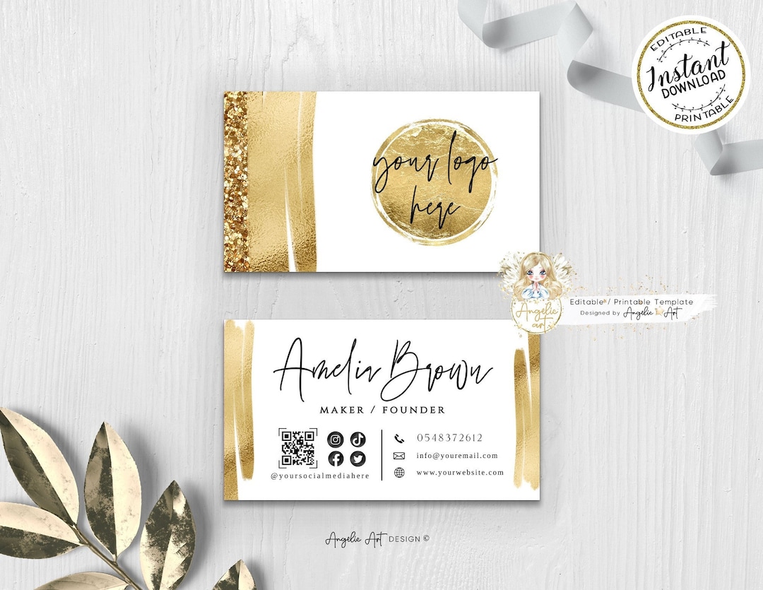 ORO - Modern Gold Business Card Template, Gold Glitter Business Card ...