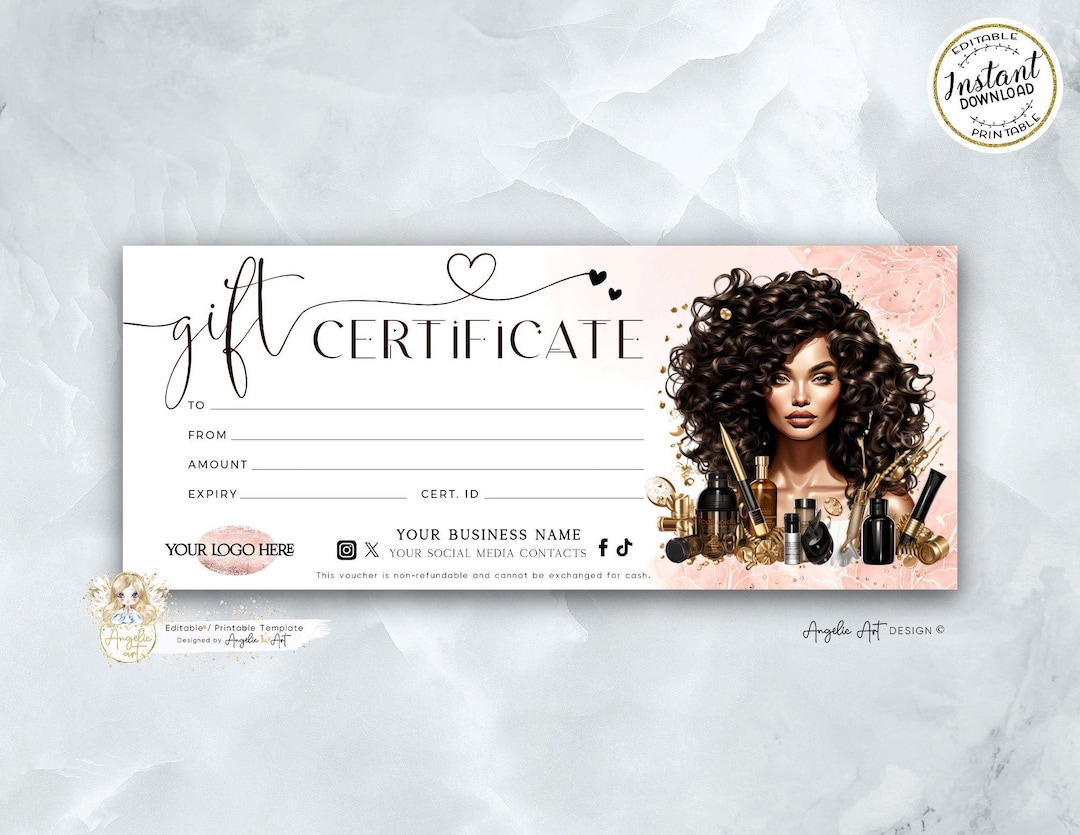 Hair Stylist Beauty Salon Gift Certificate Template, Hair Makeup Salon ...