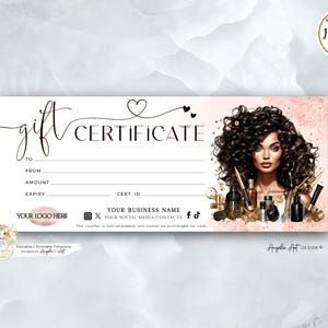 Hair Stylist Beauty Salon Gift Certificate Template, Hair Makeup Salon ...