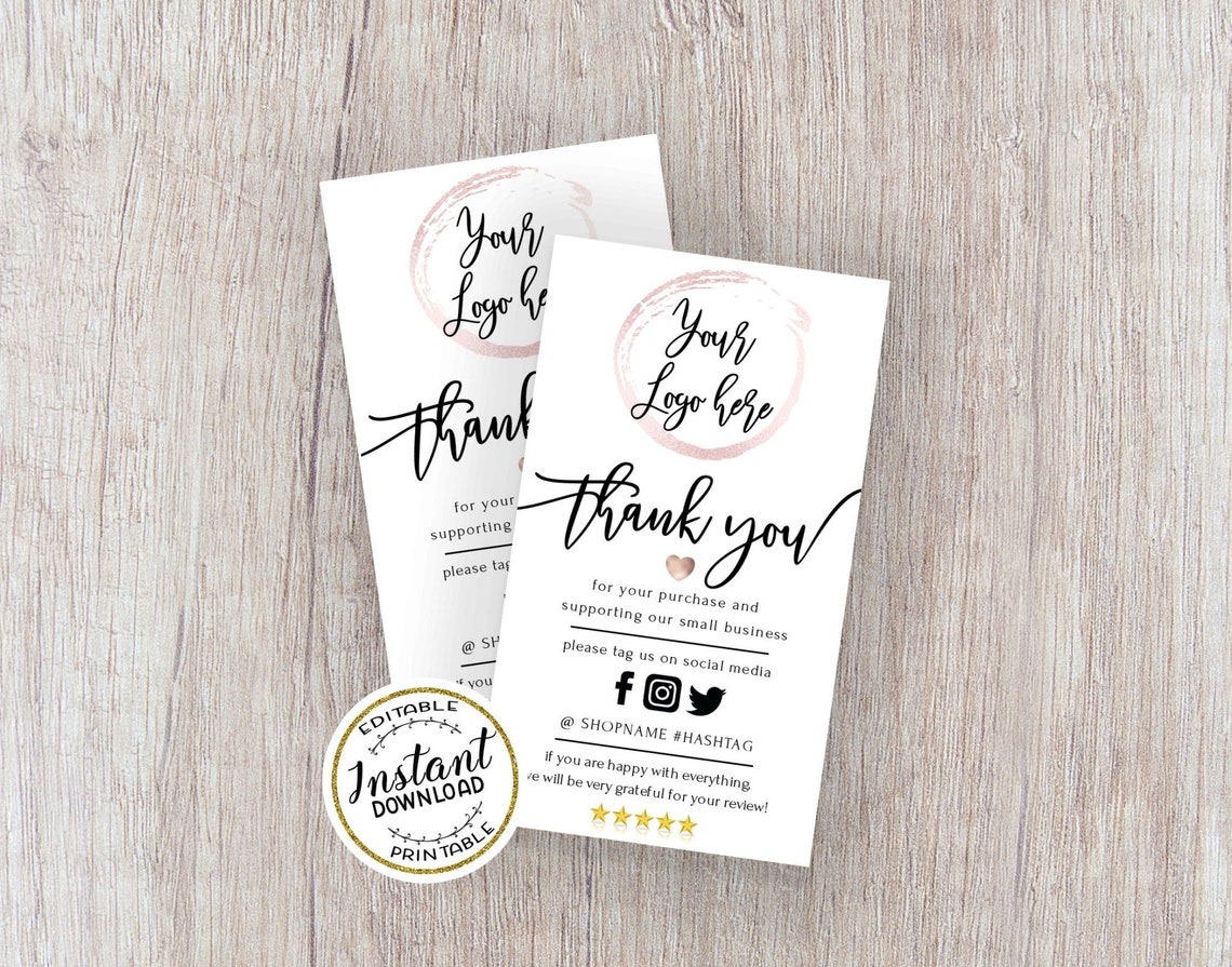 ADD YOUR LOGO Printable Small Business Insert Card / Simple - Etsy