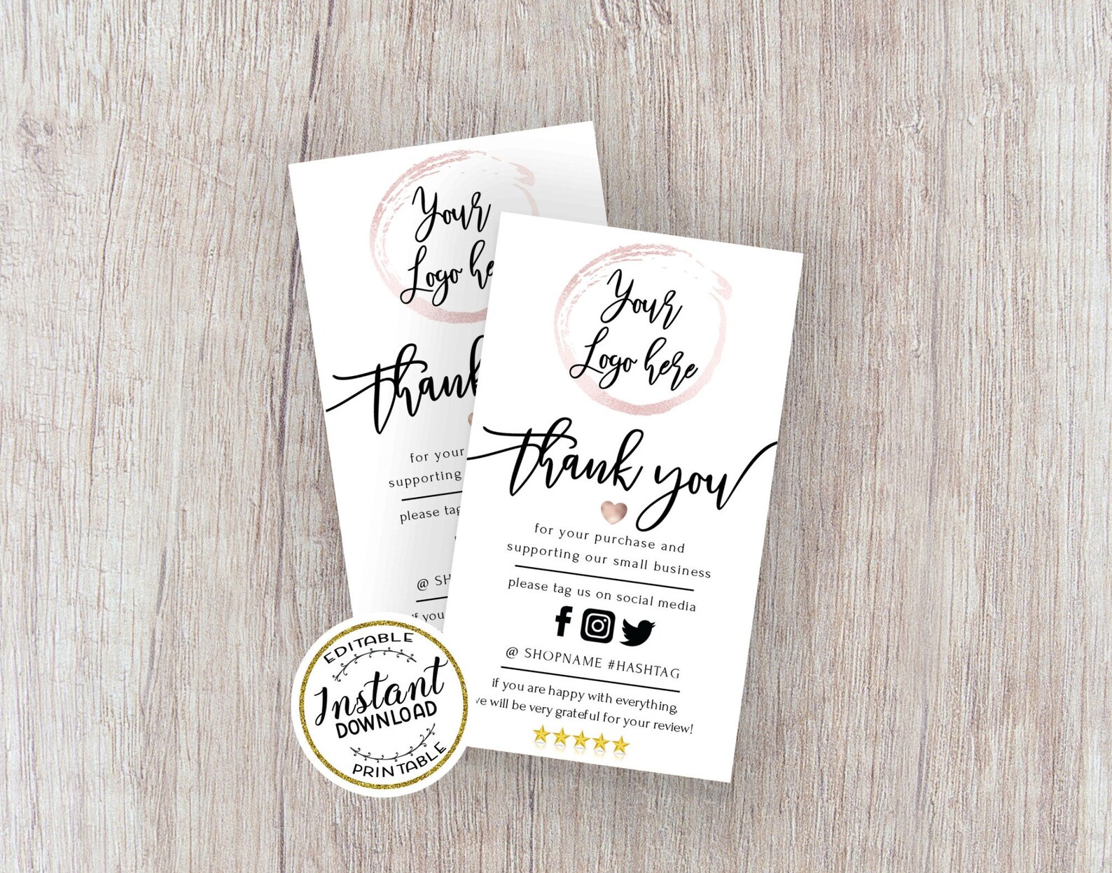 ADD YOUR LOGO - Printable Small Business Insert Card / Simple Shop ...