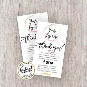 ADD YOUR LOGO - Printable Small Business Insert Card / Simple Shop ...