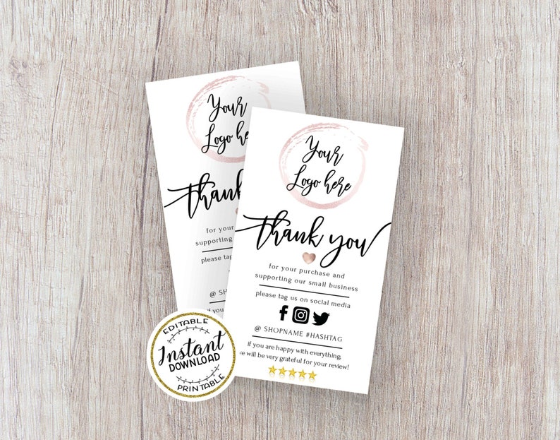 ADD YOUR LOGO - Printable Small Business Insert Card / Simple Shop ...