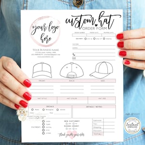 Custom HAT Order Form Template, Modern Printable Hat Order Form ...