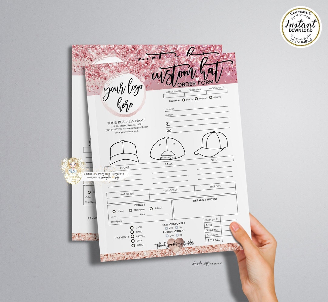 GLAM - Rose Gold HAT Order Form Template Modern Printable Order Form ...