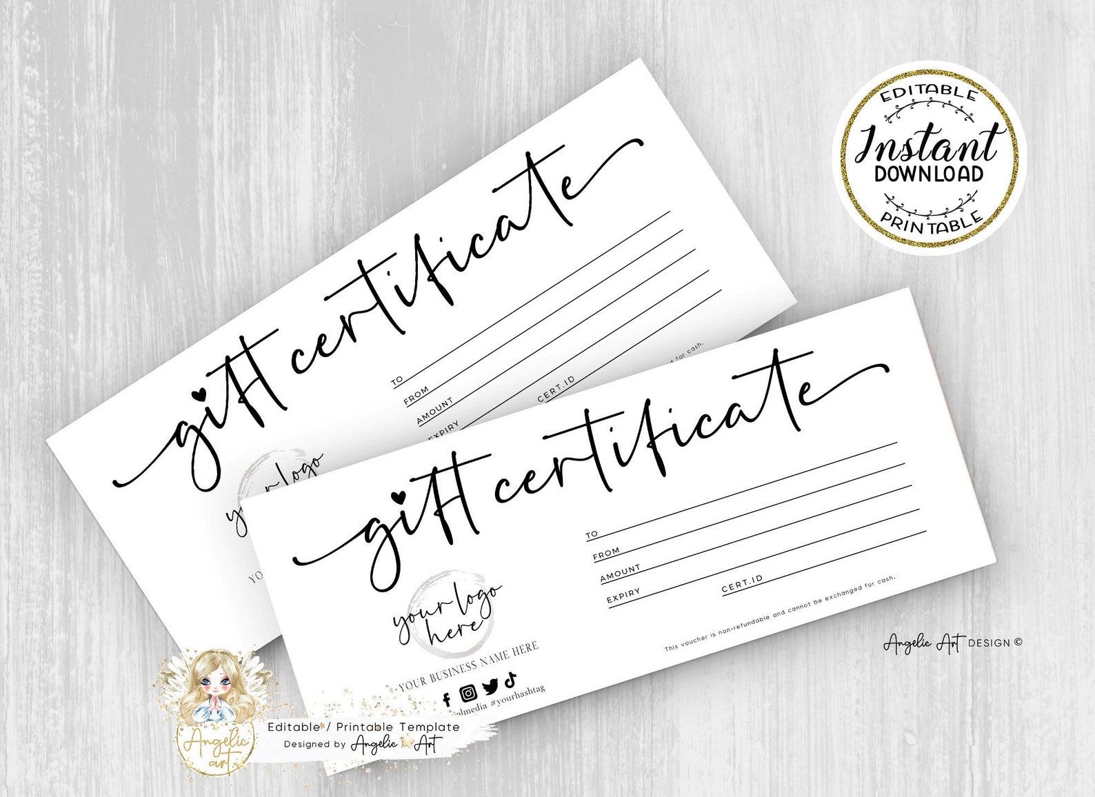 Simple Editable Gift Certificate Template Modern Minimalist - Etsy