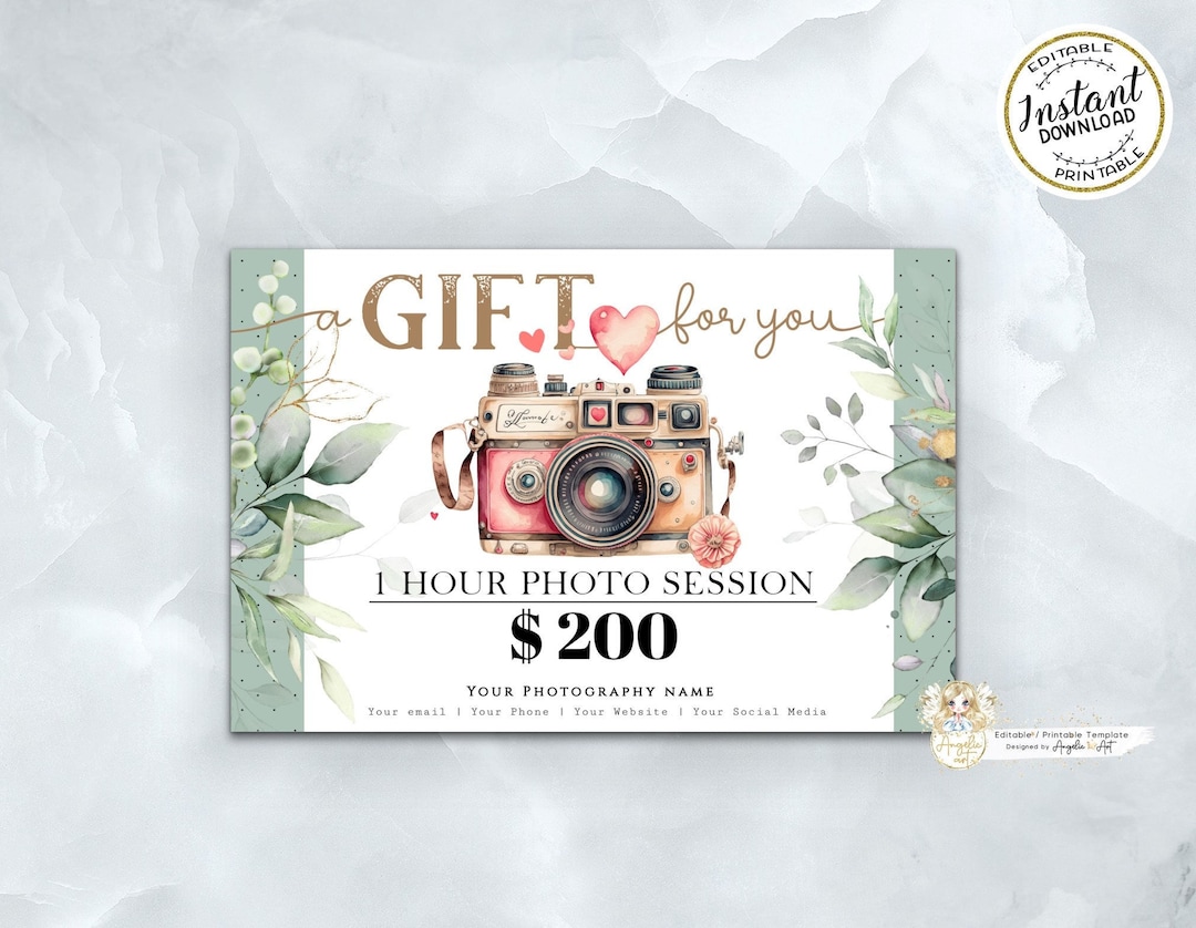 Photography Gift Certificate Template, Vintage Camera Photography Gift ...