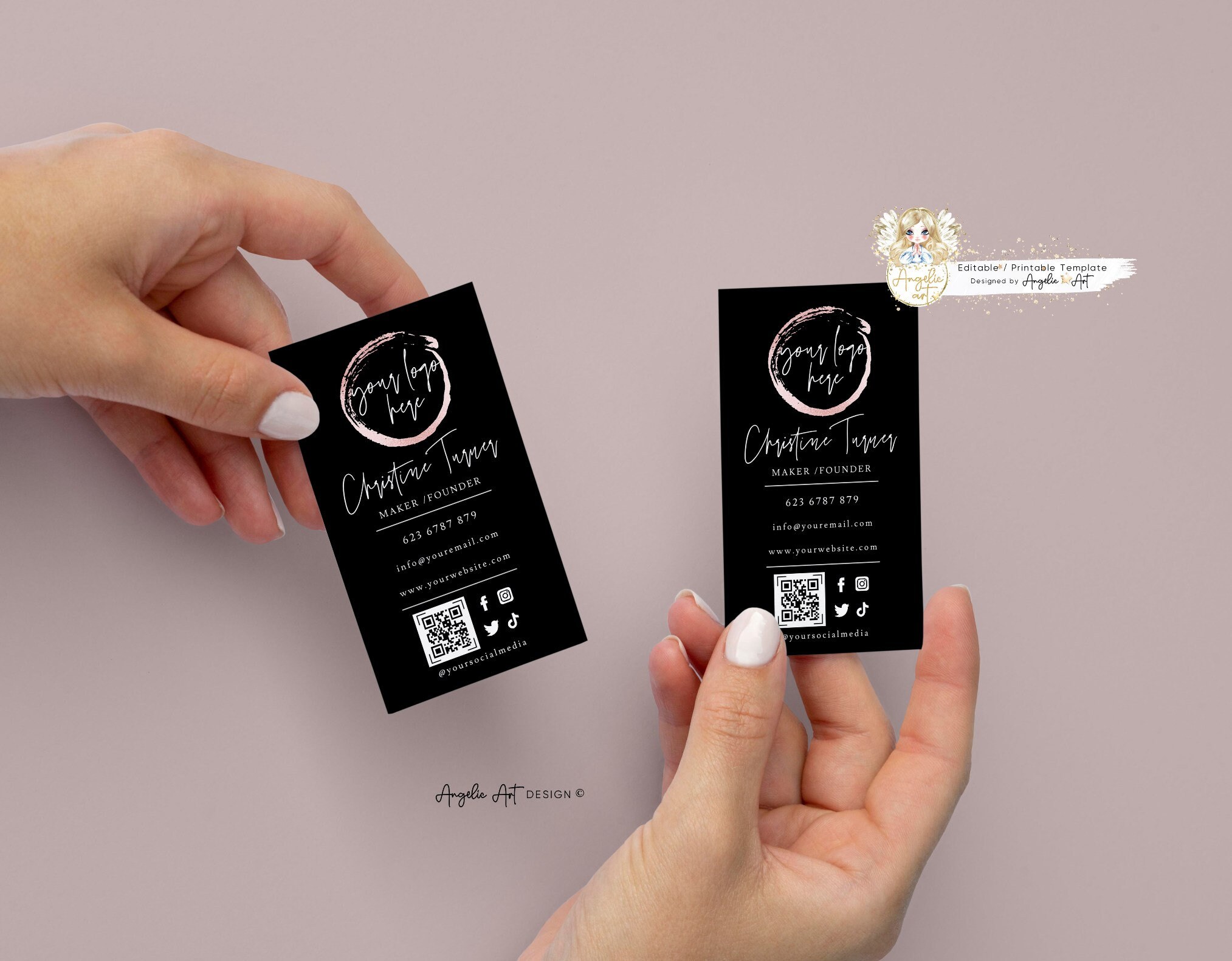 NOIR BLACK Business Card Template Simple Minimalist - Etsy