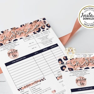 LEOPARD - INVOICE Form Template, Rose Gold Printable Invoice Form ...