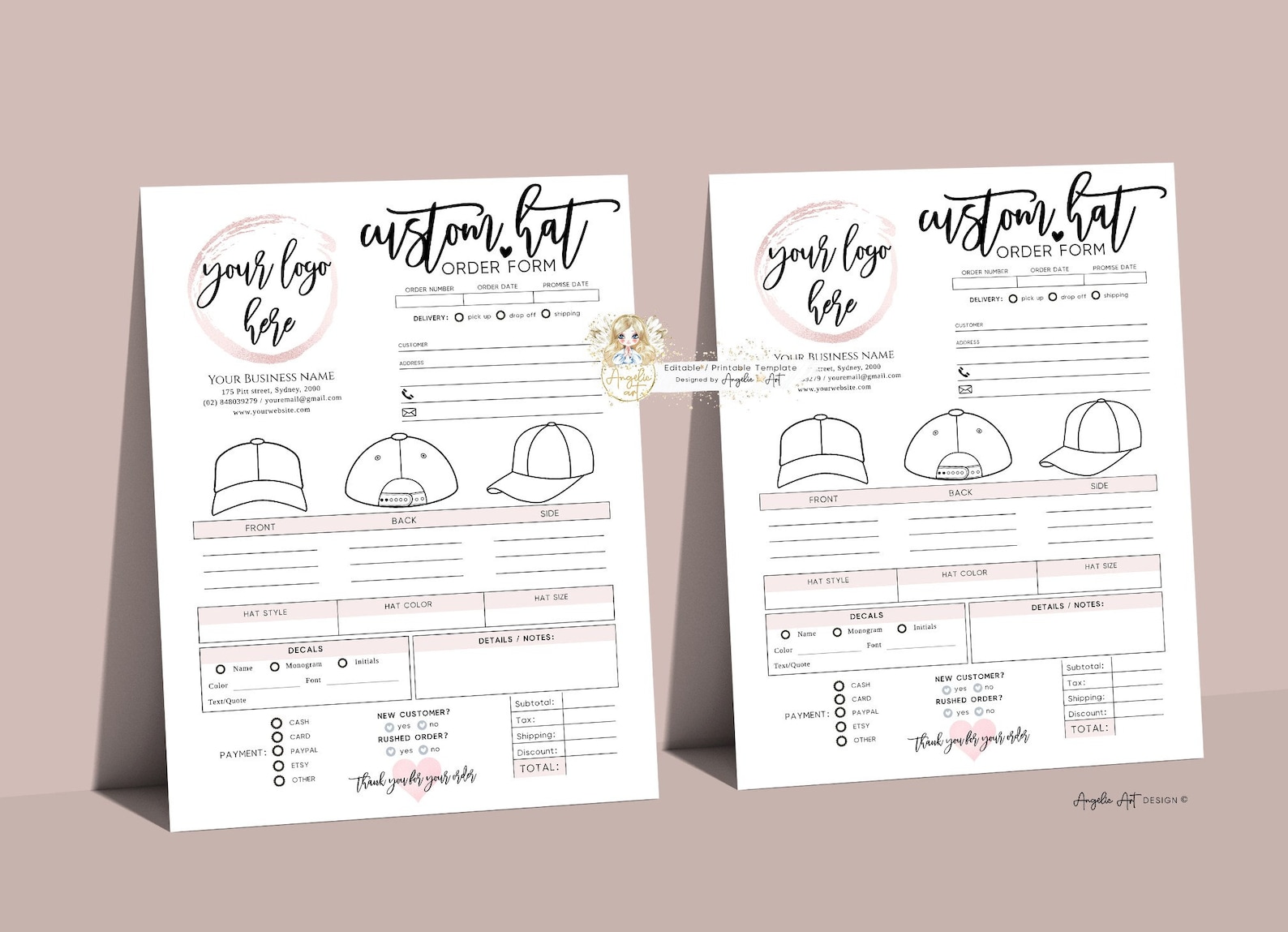 Custom HAT Order Form Template, Modern Printable Hat Order Form ...