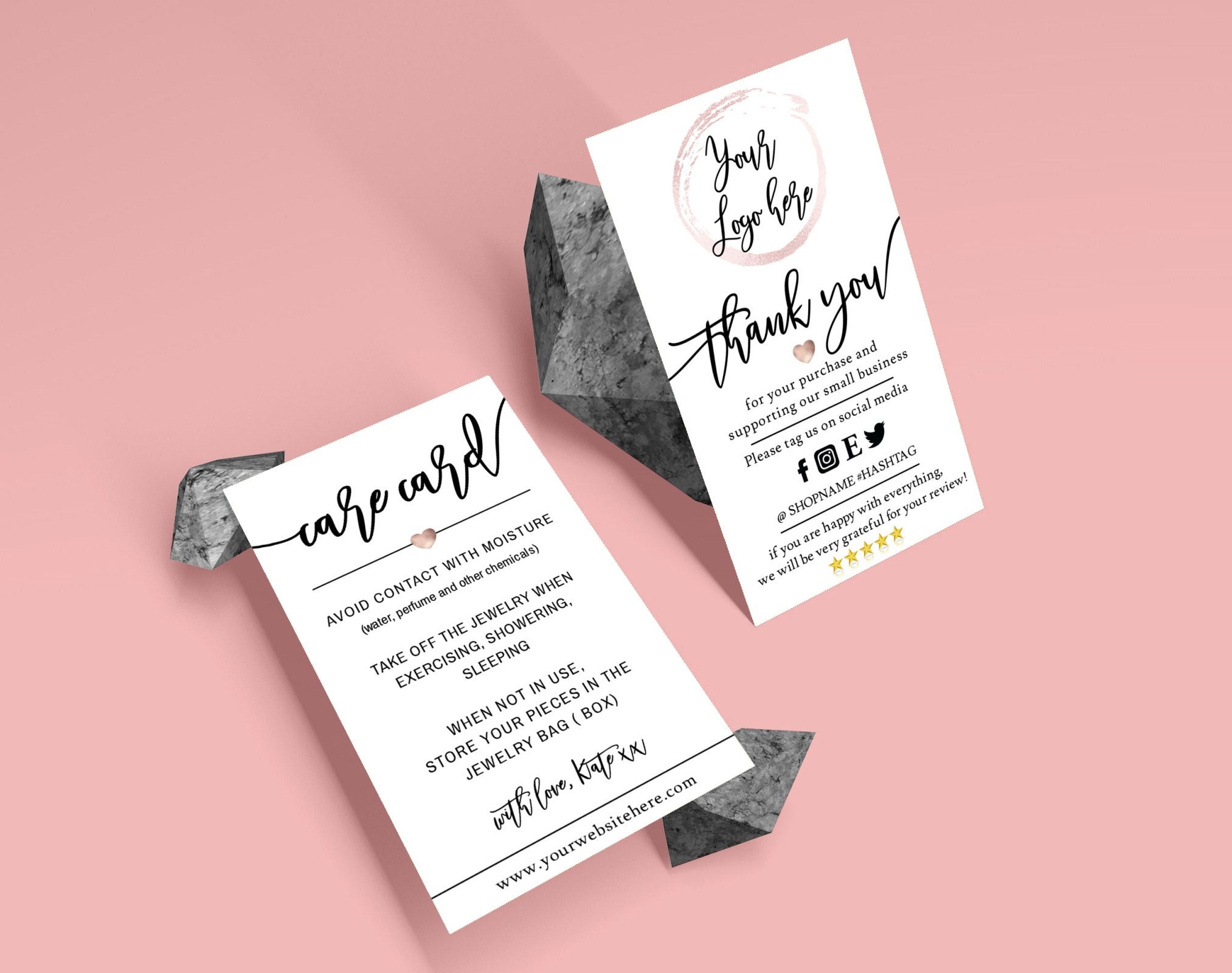 Editable Care Card Template Double Sided Thank You/care Card - Etsy Canada