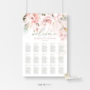 AVA - Blush Pink Baptism Seating Chart Template, 2 Sizes, Please Find ...