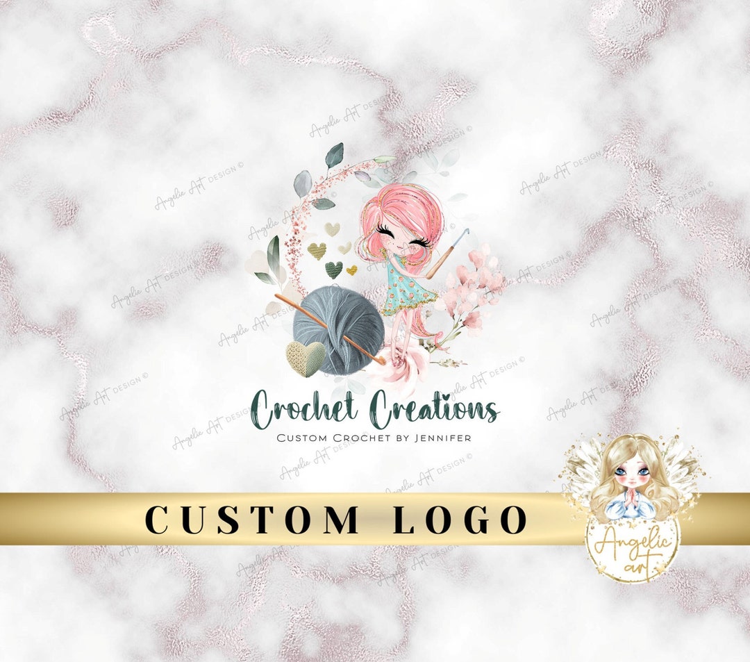 Crochet Yarn Business LOGO Template Greenery Pink Crochet Maker ...