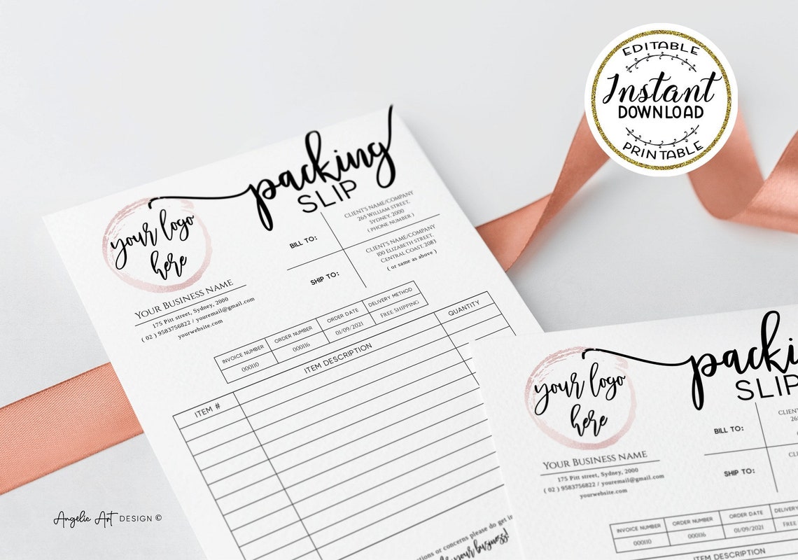 Editable Simple Modern PACKING SLIP Template Order Tracker - Etsy