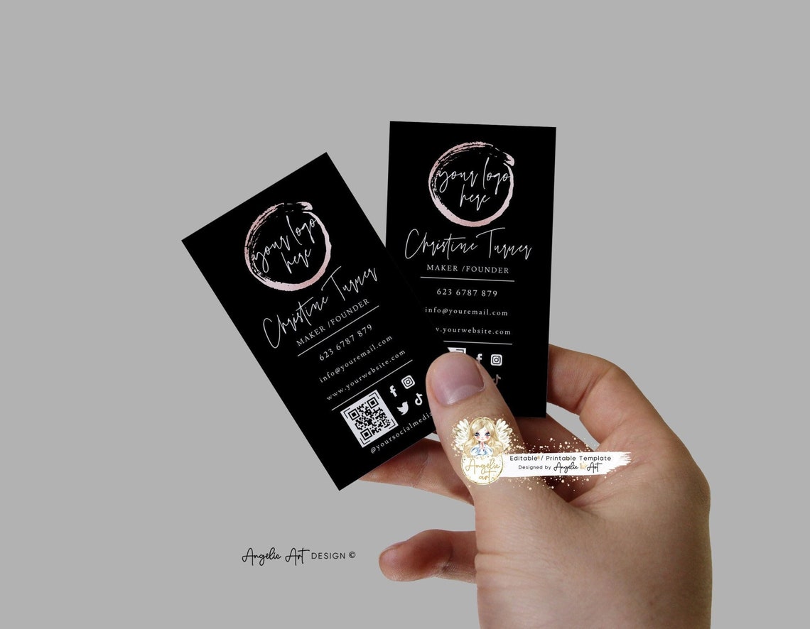 NOIR BLACK Business Card Template Simple Minimalist - Etsy