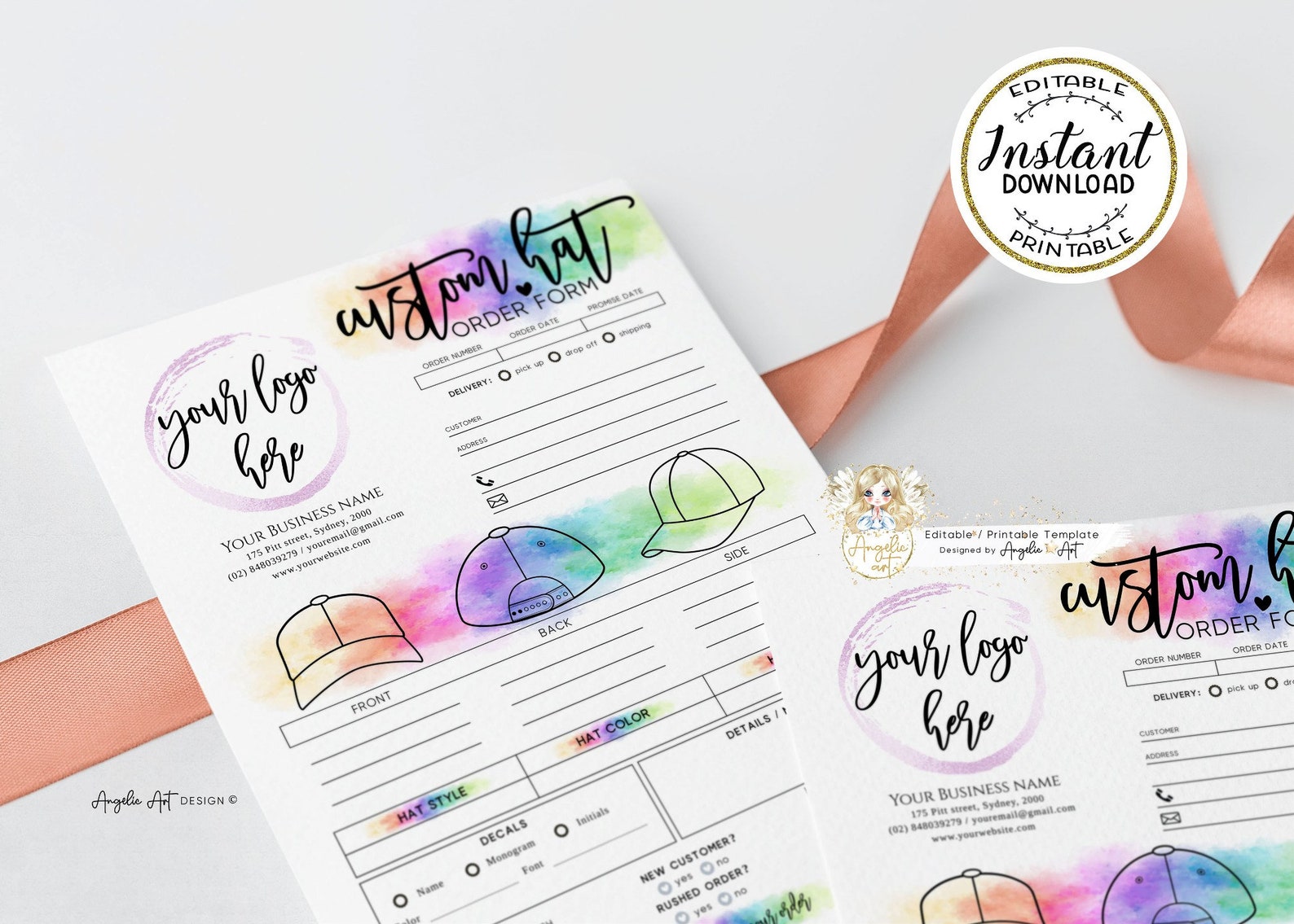 IRIS Rainbow HAT Order Form Template Modern Printable Cap - Etsy