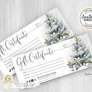 Editable Christmas Tree Gift Certificate Holiday Printable Gift Voucher ...