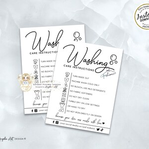 Washing Instructions Template Simple Minimalist Insert Card Template ...