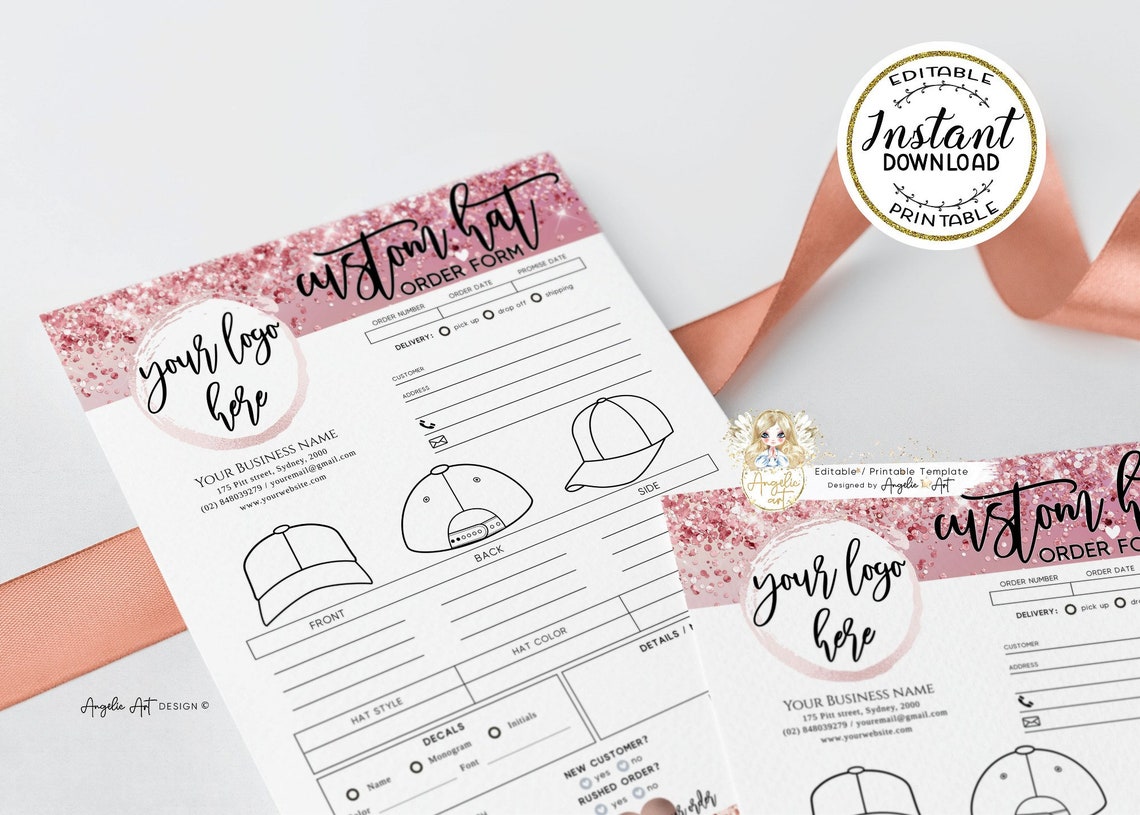 GLAM - Rose Gold HAT Order Form Template Modern Printable Order Form ...