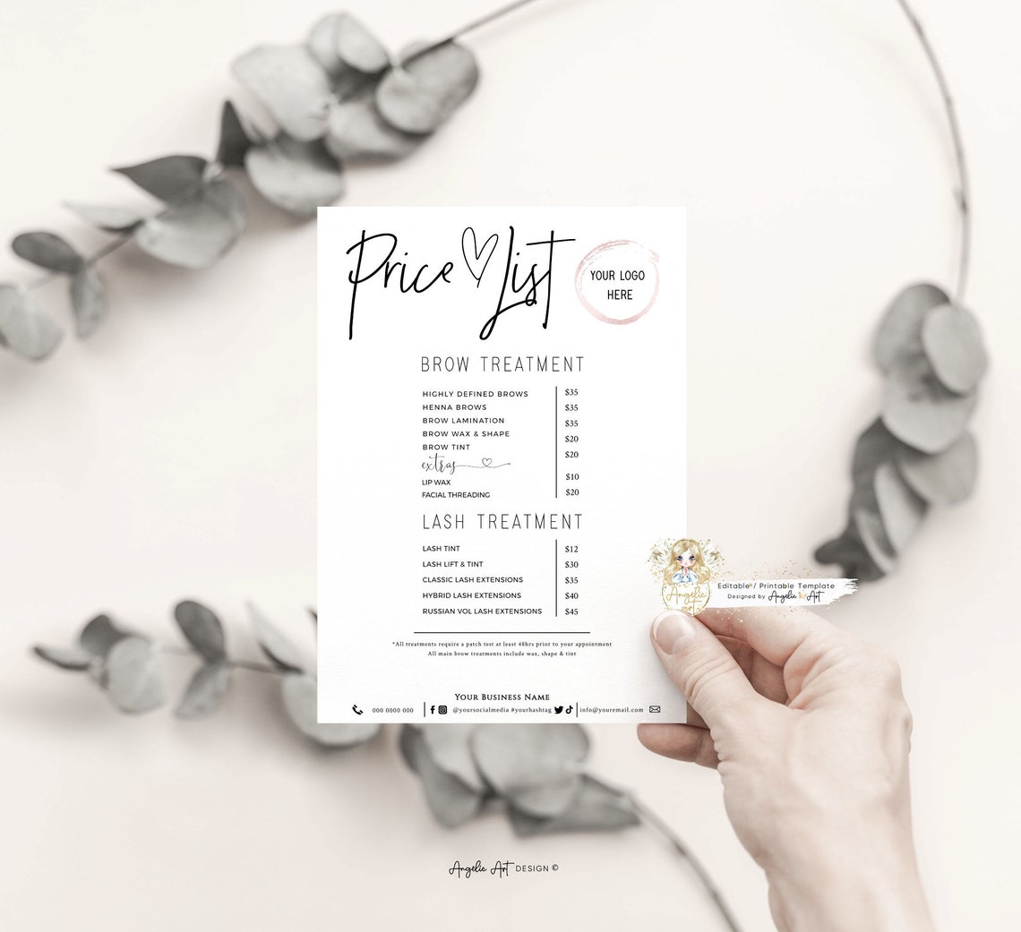 Editable Simple Price List Template Minimalist Business - Etsy