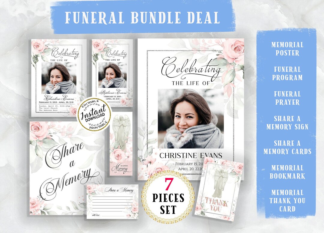 Funeral Bundle Set - Printable Funeral Memory Bundle Funeral Program ...
