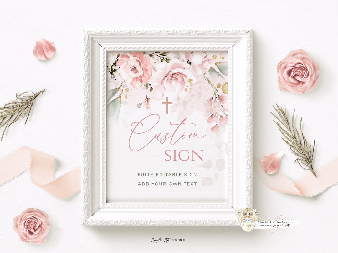 AVA Blush Pink Editable Custom Sign Template Pink Green - Etsy