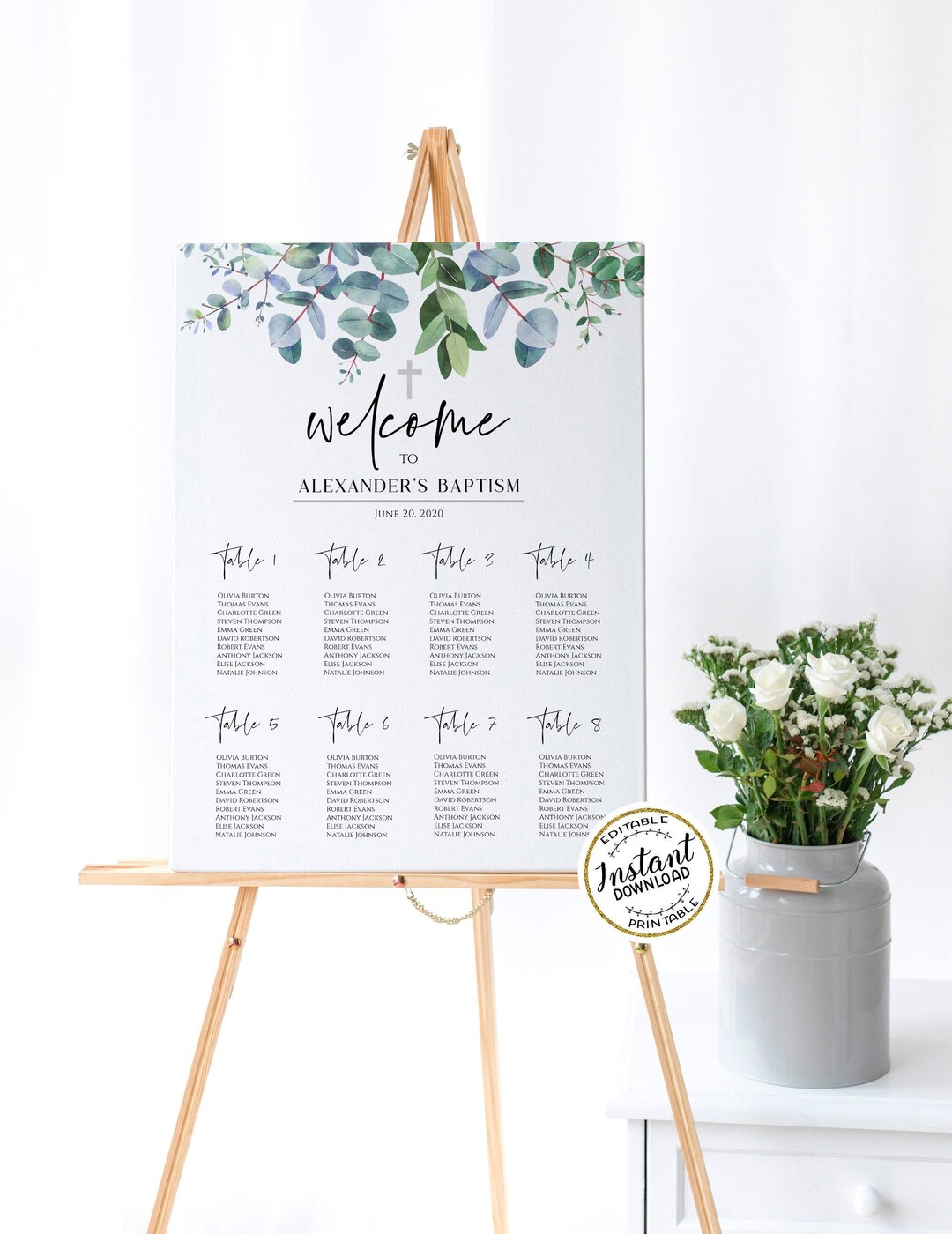 Eucalyptus Seating Chart Template 2 SIZES Please Find Your Seat ...