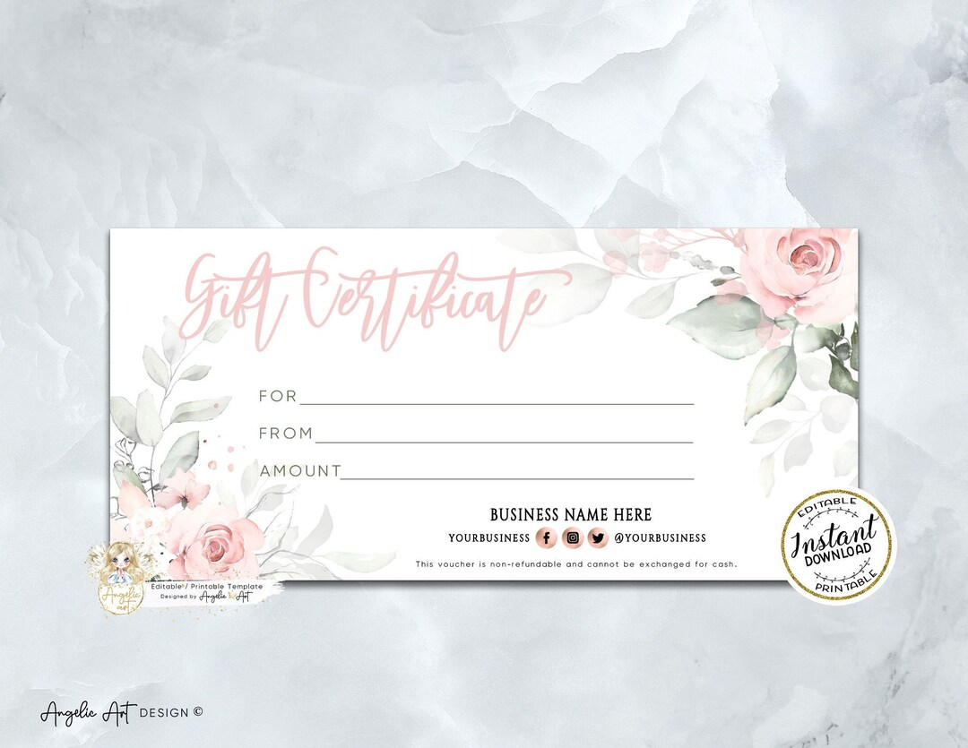 Editable Floral Gift Certificate Modern Gift Certificate Template ...