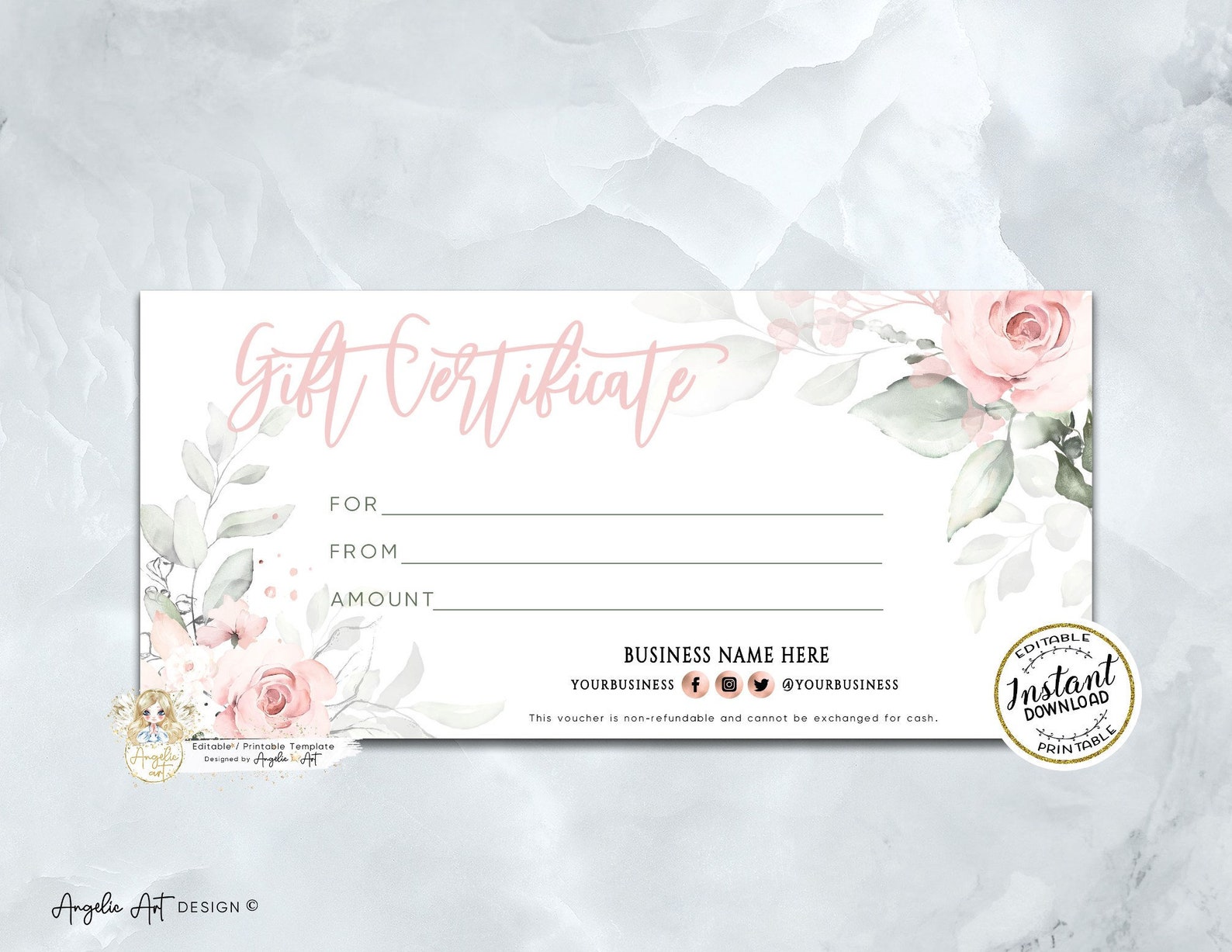 Editable Floral Gift Certificate Modern Gift Certificate - Etsy