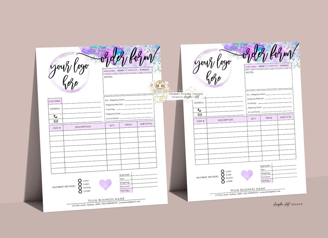 COLIBRI Holographic Glitter Order Form Template EDITABLE - Etsy