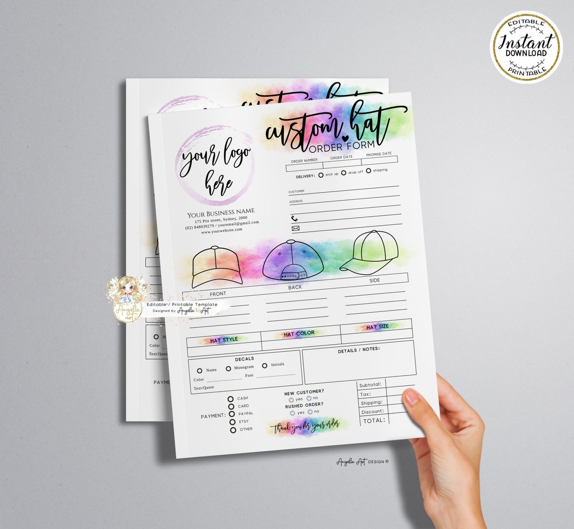 IRIS Rainbow HAT Order Form Template Modern Printable Cap - Etsy