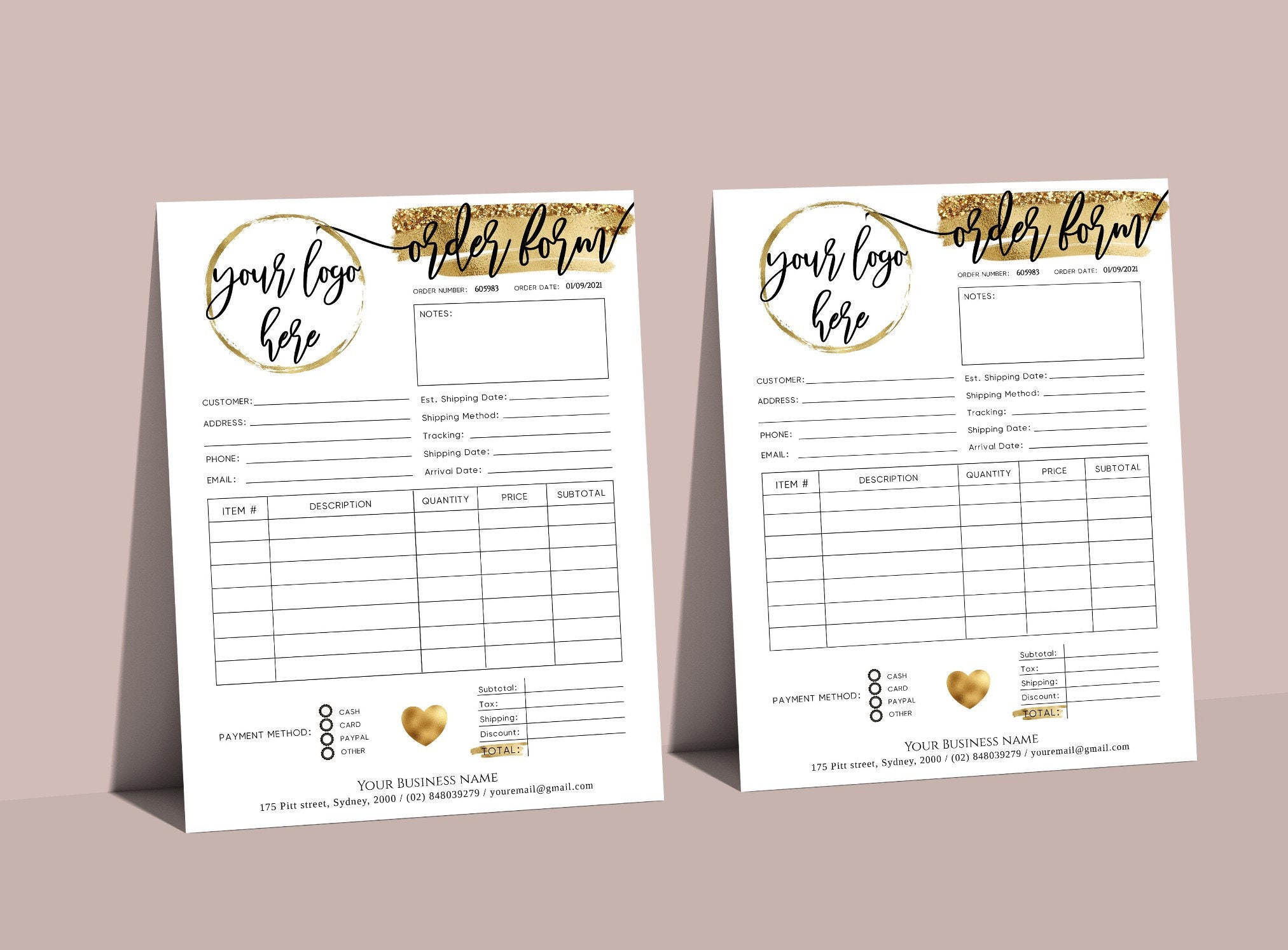 ORO Business Order Form Template Add Your LOGO Editable - Etsy