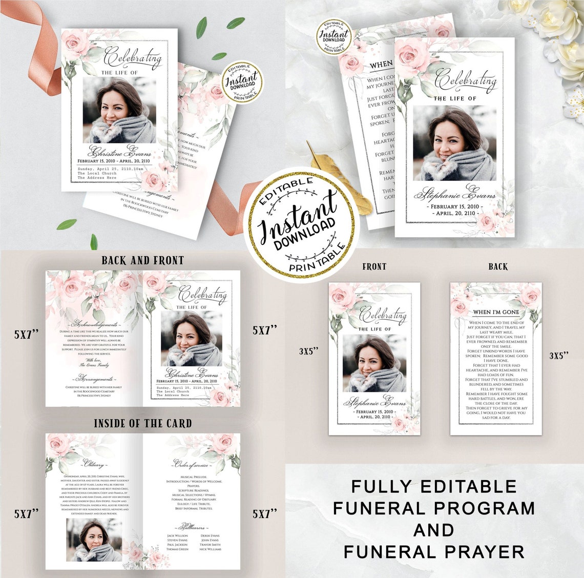 Funeral Bundle Set Printable Funeral Memory Bundle Funeral | Etsy