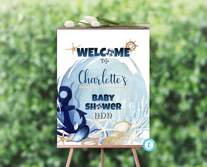 Nautical Baby Shower WELCOME Sign Editable Nautical Welcome - Etsy