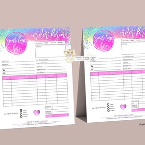 FAIRY - Holographic Glitter Pink Order Form Template - EDITABLE ...