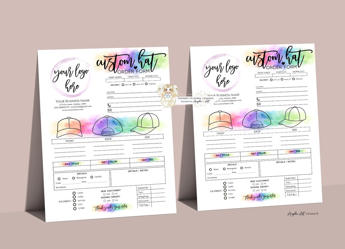IRIS Rainbow HAT Order Form Template Modern Printable Cap - Etsy