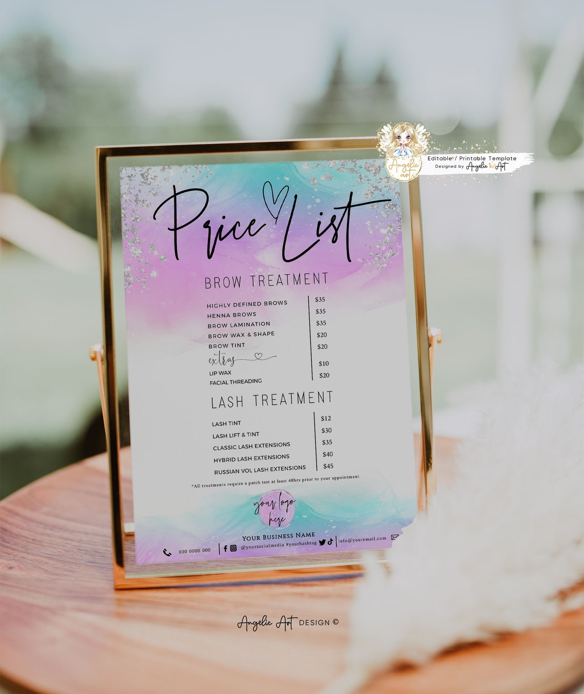DREAMY - Lilac Pink Blue Price List Template, EDITABLE Printable ...