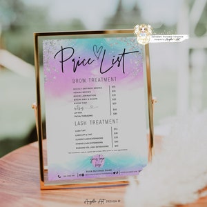 DREAMY - Lilac Pink Blue Price List Template, EDITABLE Printable ...